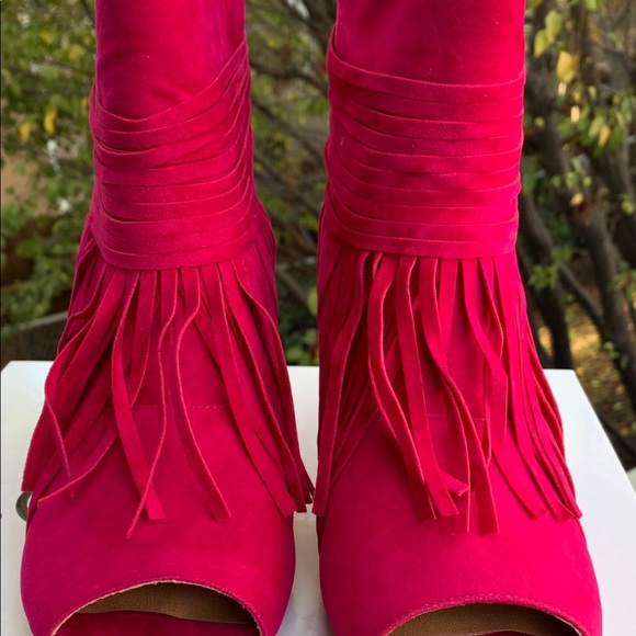 Ashro | Shoes | Hot Pink Peep Toe Booties | Poshmark
